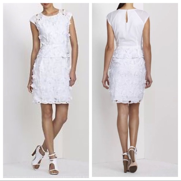 BCBGMaxAzria | Dresses | Bcbg Maxazria Embroidered Floral Cotton Silk ...